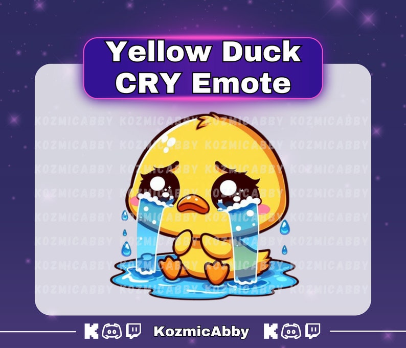 Yellow Duck Crying Emote, Twitch Single Animal Emote, Streaming Sub ...