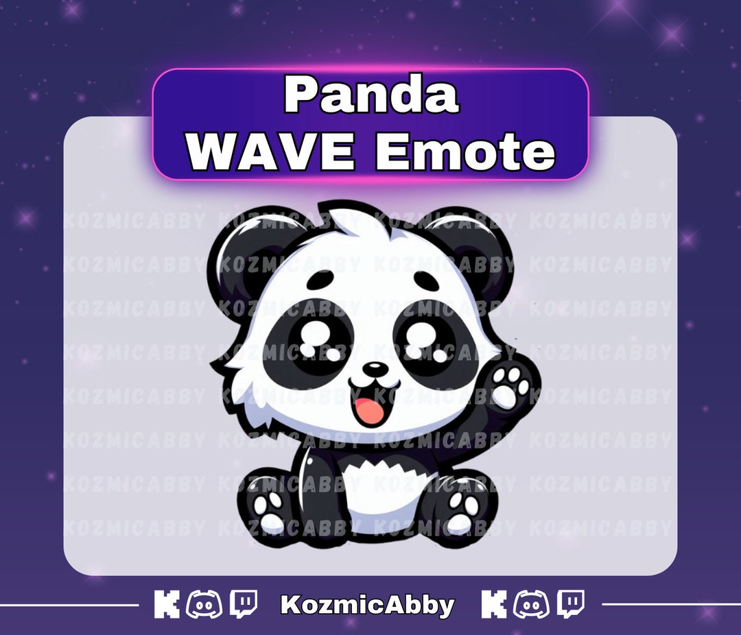 Panda Wave / Hi Emote, Twitch Single Animal Emote, Streaming Sub Emote ...