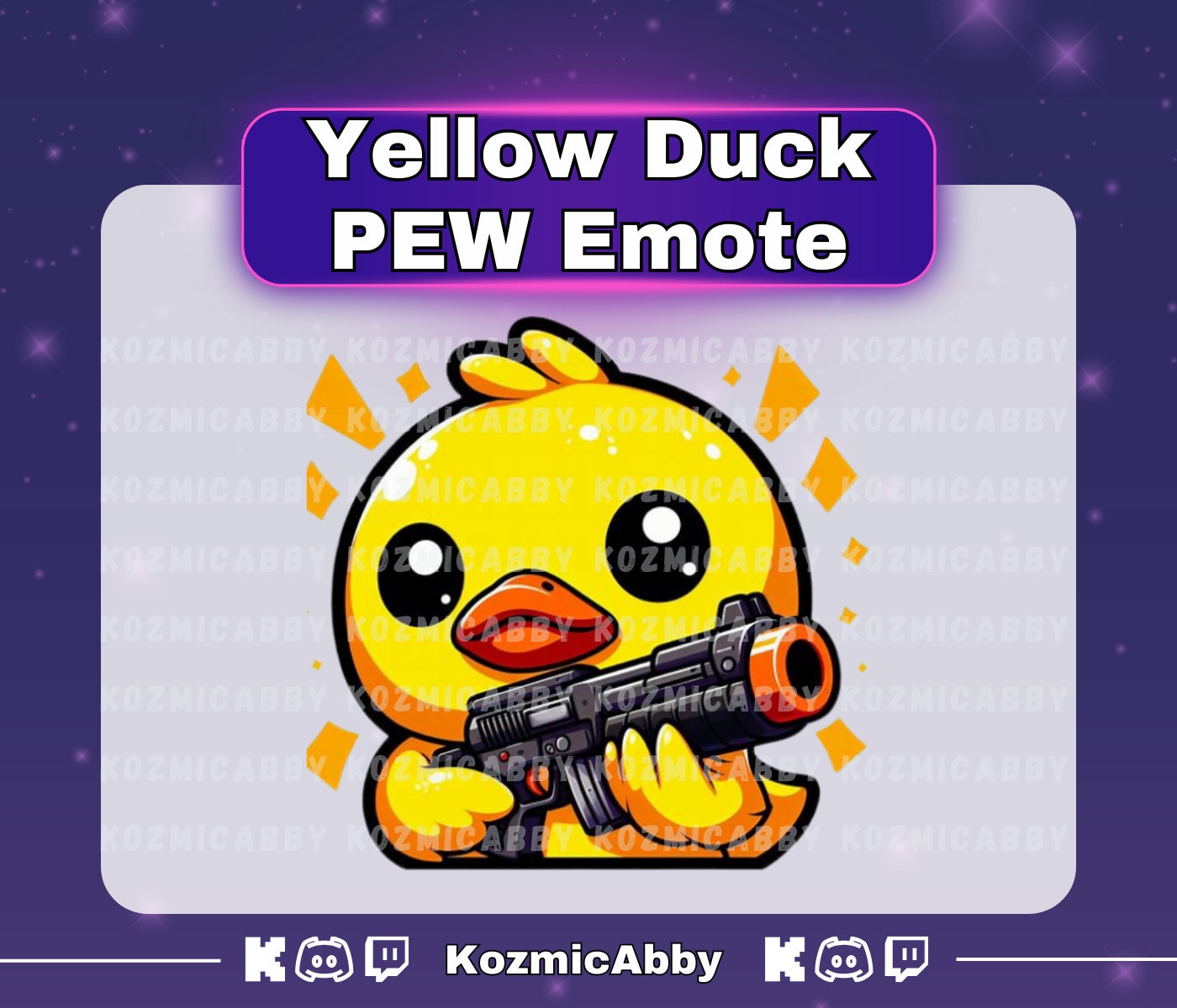 Yellow Duck Pew Emote, Twitch Single Animal Emote, Streaming Sub Emote ...