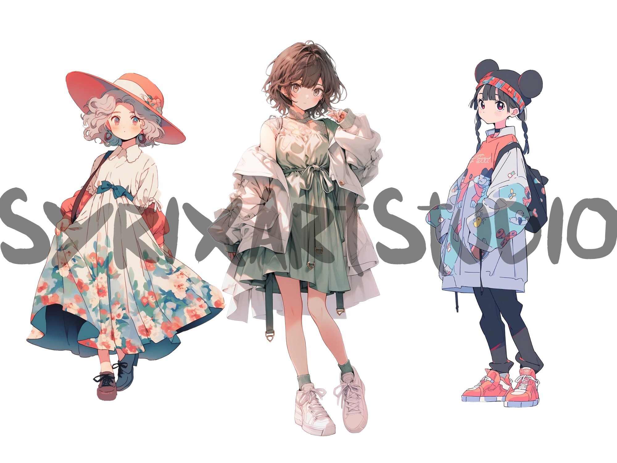 Charming Anime Girls Clip Art Collection Set of 12 - Etsy