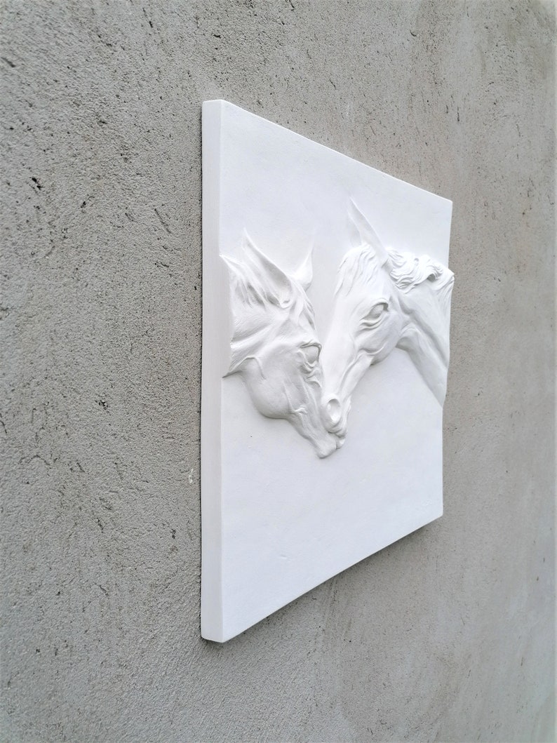 15 Horses Wall Art Relief/ Wall Art Sculpture/ White Plaster Cast ...