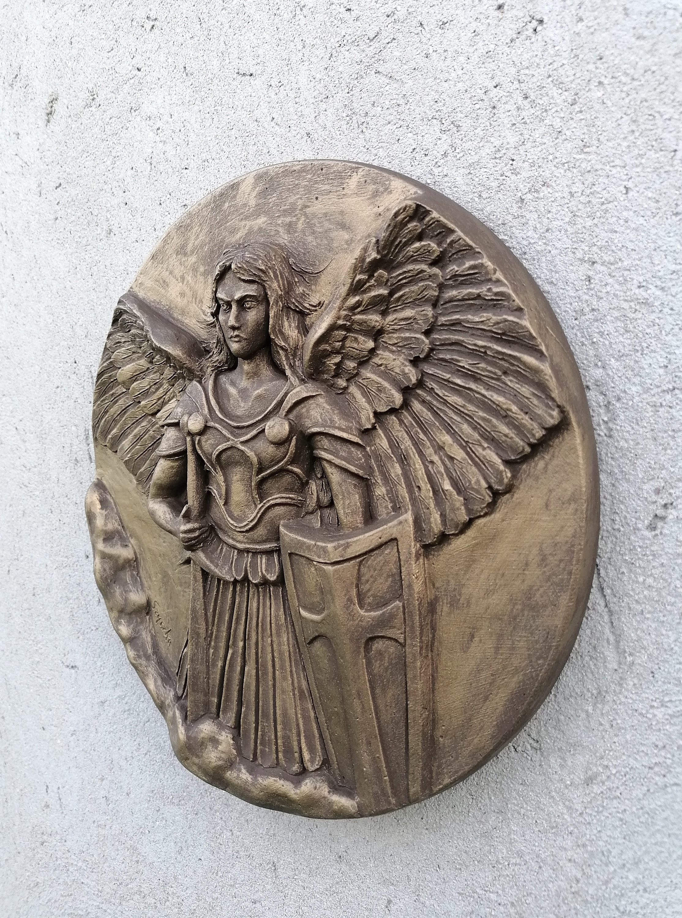 A Bas-relief Depicting Archangel Michael, Plater Cast, Archangel ...