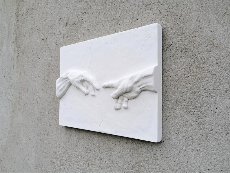 The Creation of Adam/ White Wall Art Sculpture/ Bas-relief, Inspired by ...