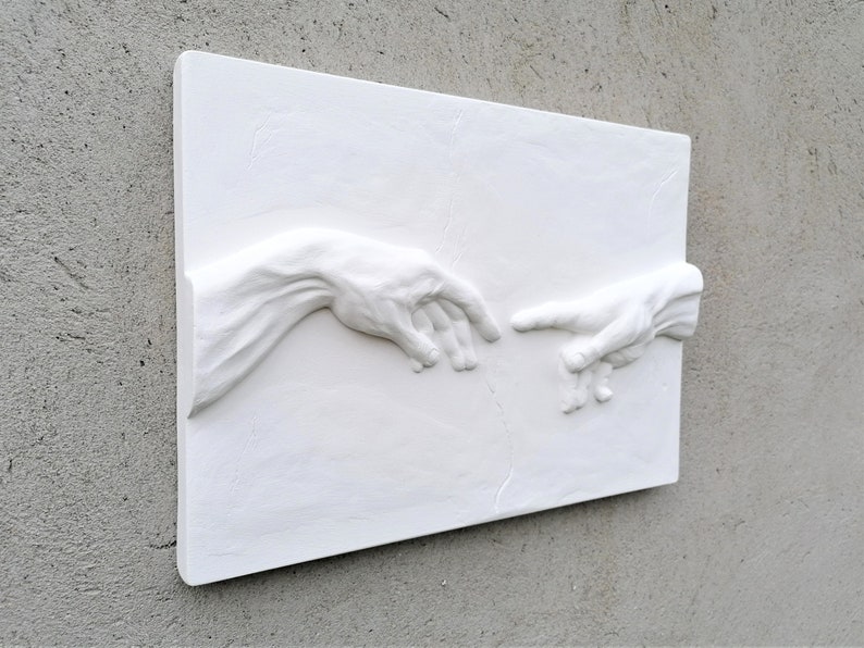The Creation of Adam/ White Wall Art Sculpture/ Bas-relief, Inspired by ...
