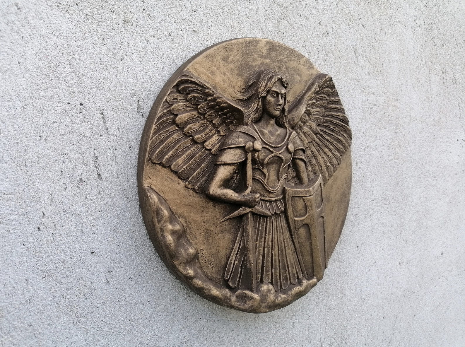 A Bas-relief Depicting Archangel Michael, Plater Cast, Archangel ...