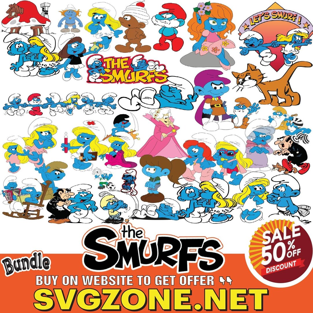 Smurfs Svg Bundle Smurfs Font Svg Files For Cricut Smurfs Etsy