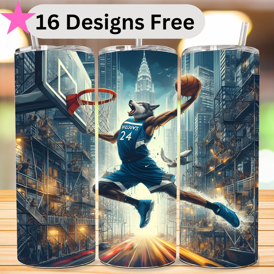 Timberwolves Tumbler Wrap, Basketball Sublimation Design, Skinny 20oz ...