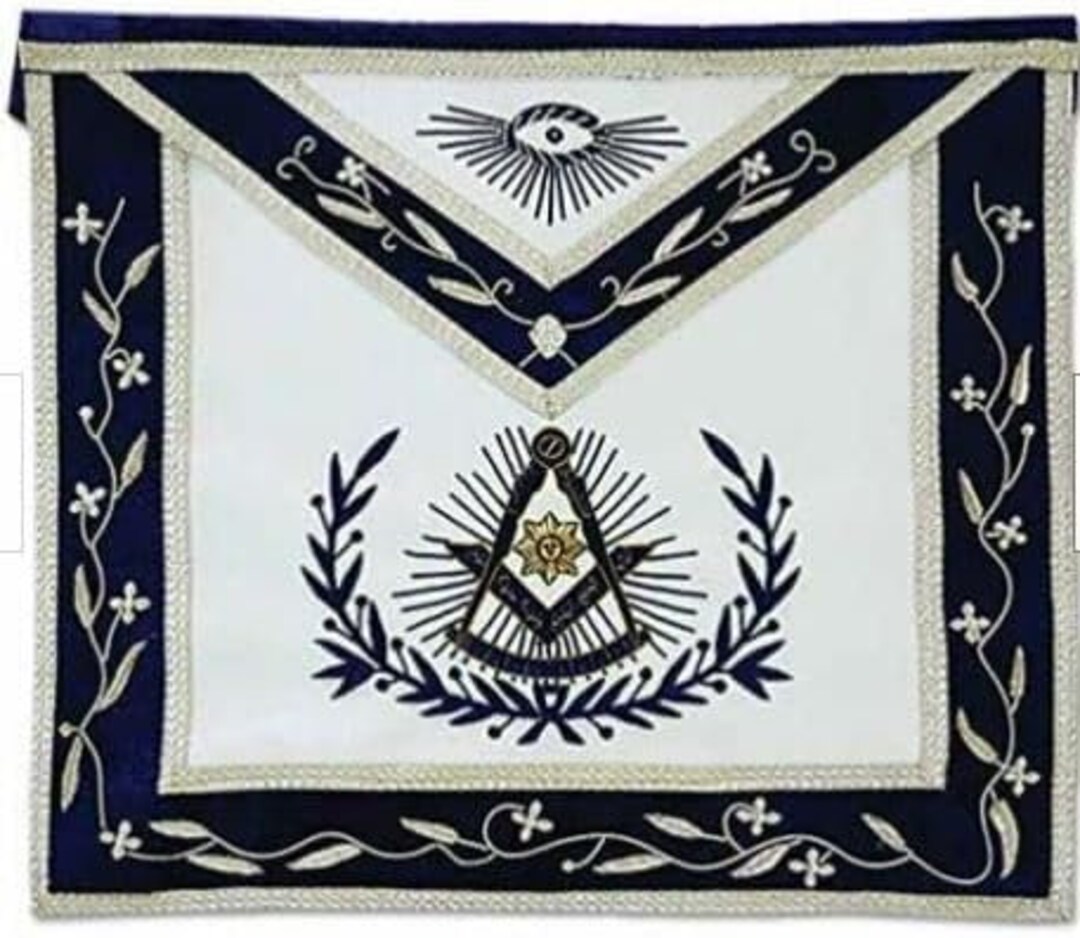Past Master Masonic Apron With Embroidered Border %100 Lambskin Hand ...