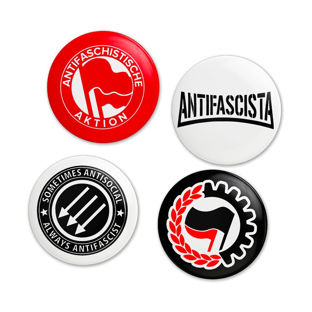 8 Antifa Buttons | Antifascist Button Set | Antifascism | Anarchism | Sometimes Antisocial ...