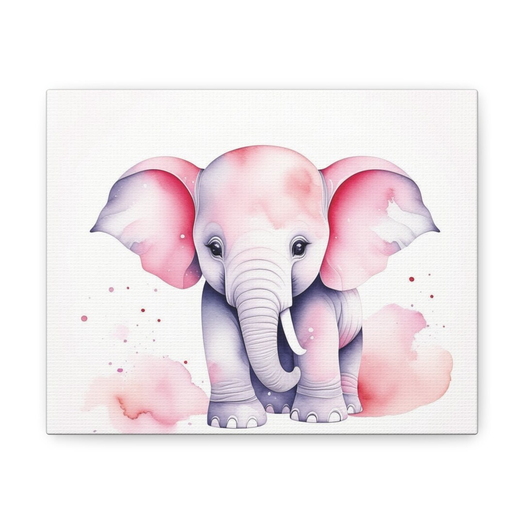 Pink Baby Elephant Wall Art Baby Elephant Baby Pink Elephant Art Wall ...