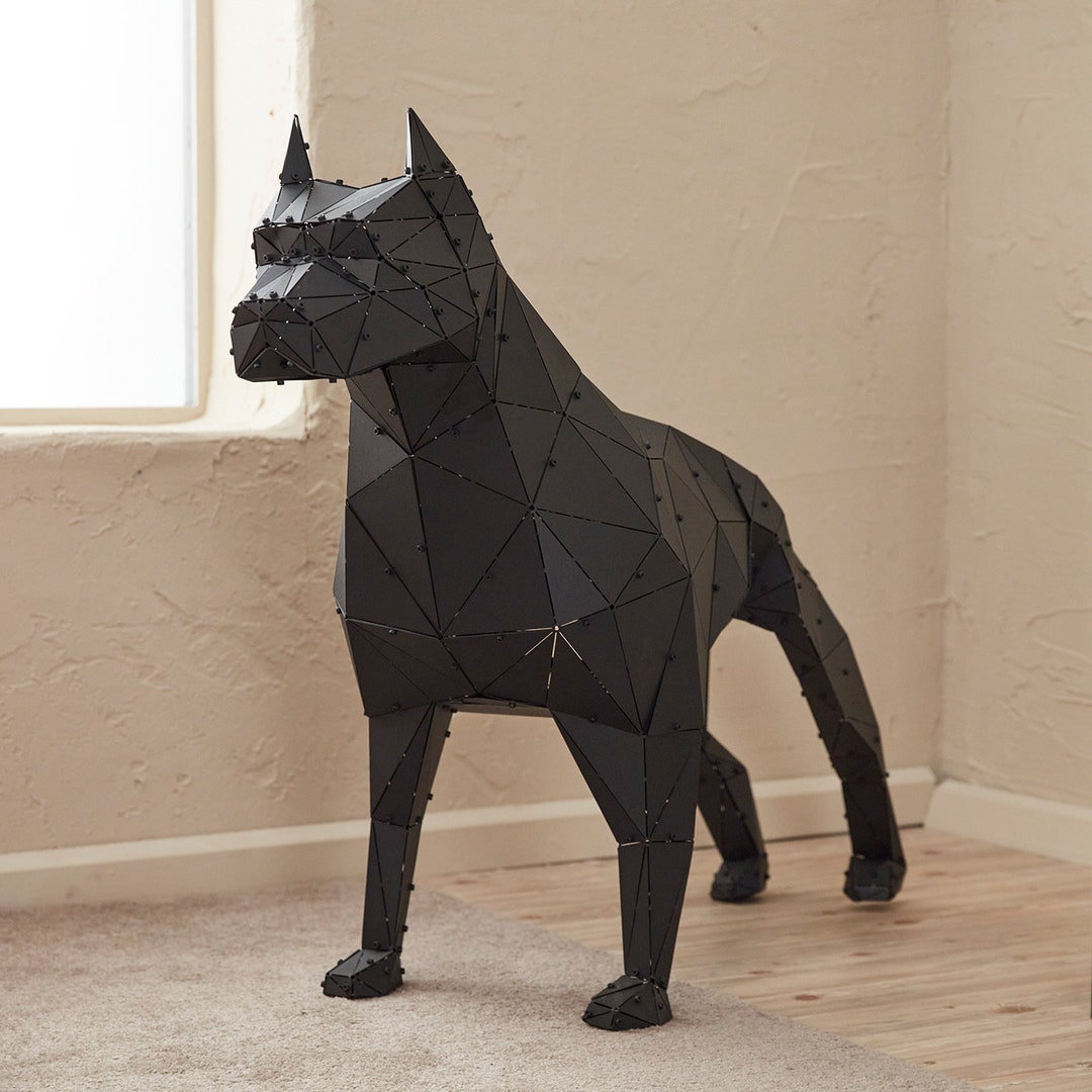3D Metal Art Wall Decor Pitbull, Contemporary Metal Wall Sculpture ...