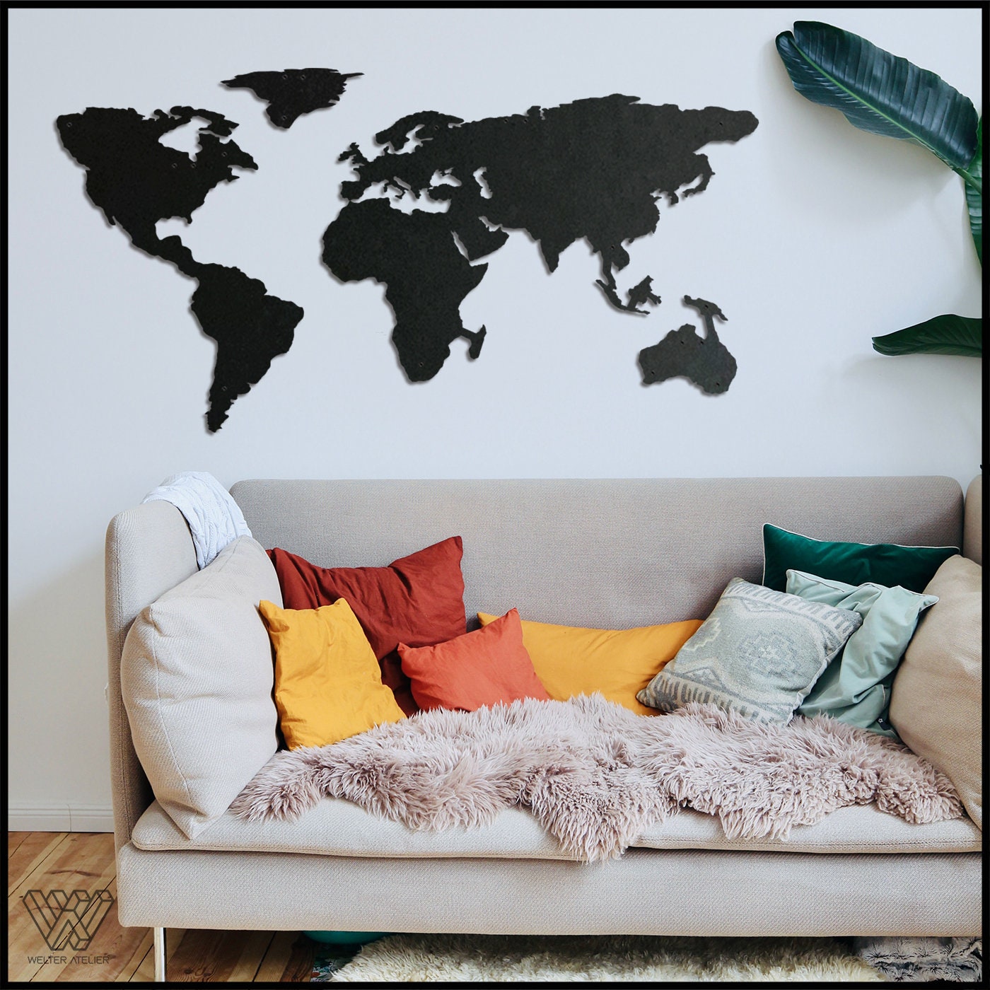 Art mural de la carte du monde décoration murale en métal - Etsy France