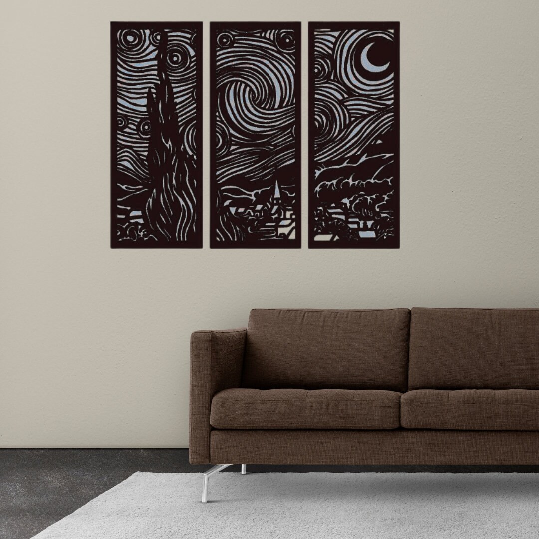 Starry Night Metal Wall Art 3 Pieces Van Gogh Starry - Etsy