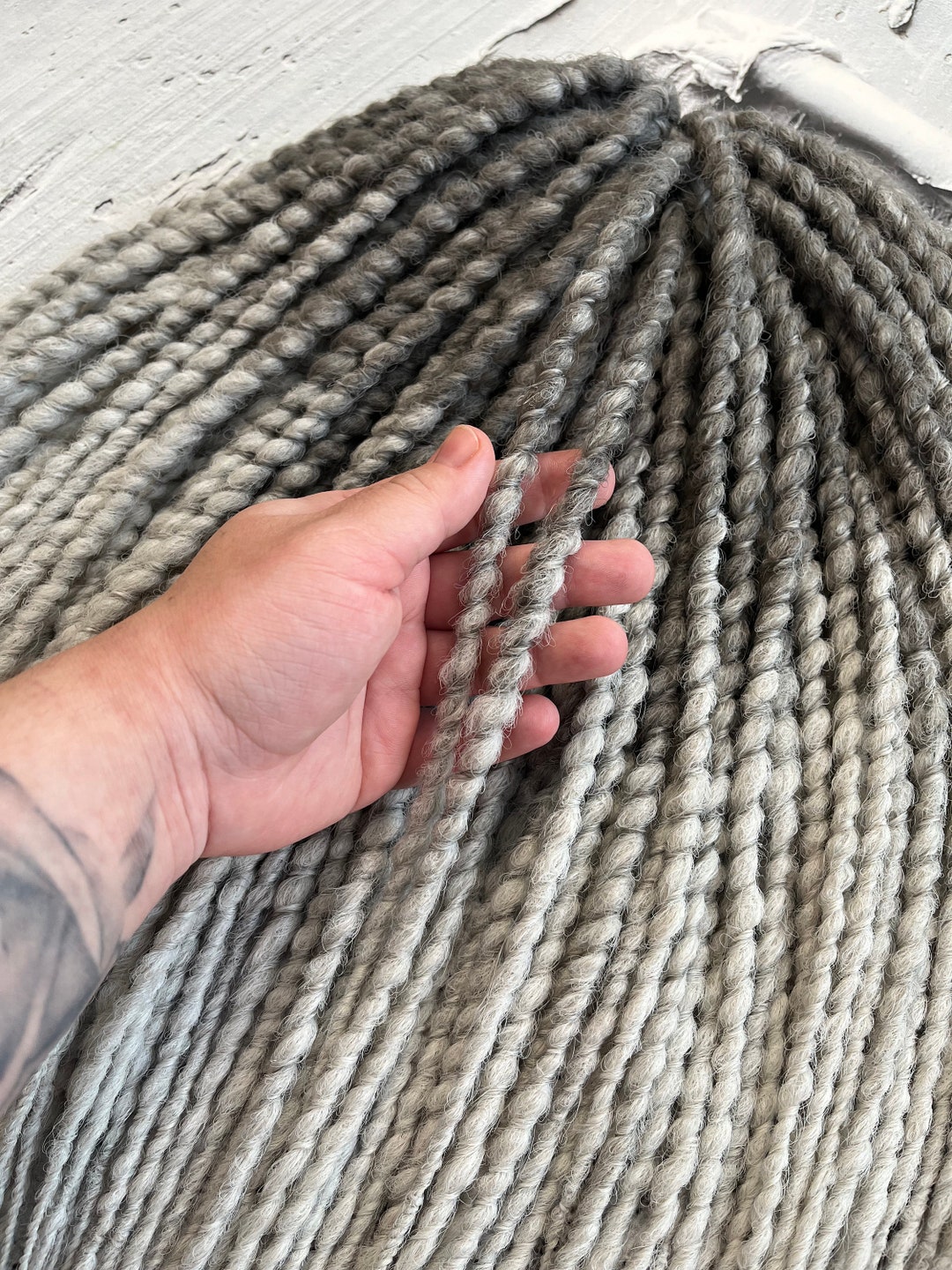 Gray Dreadlocks Extensions Textured Synthetic Dreads Ombre Dark Gray to ...