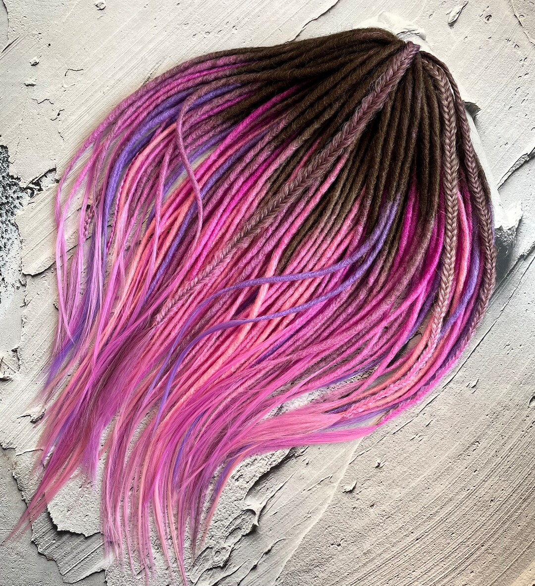 Dreadlocks de ponta dupla, dreads macios rosa, extensões de cabelo ...