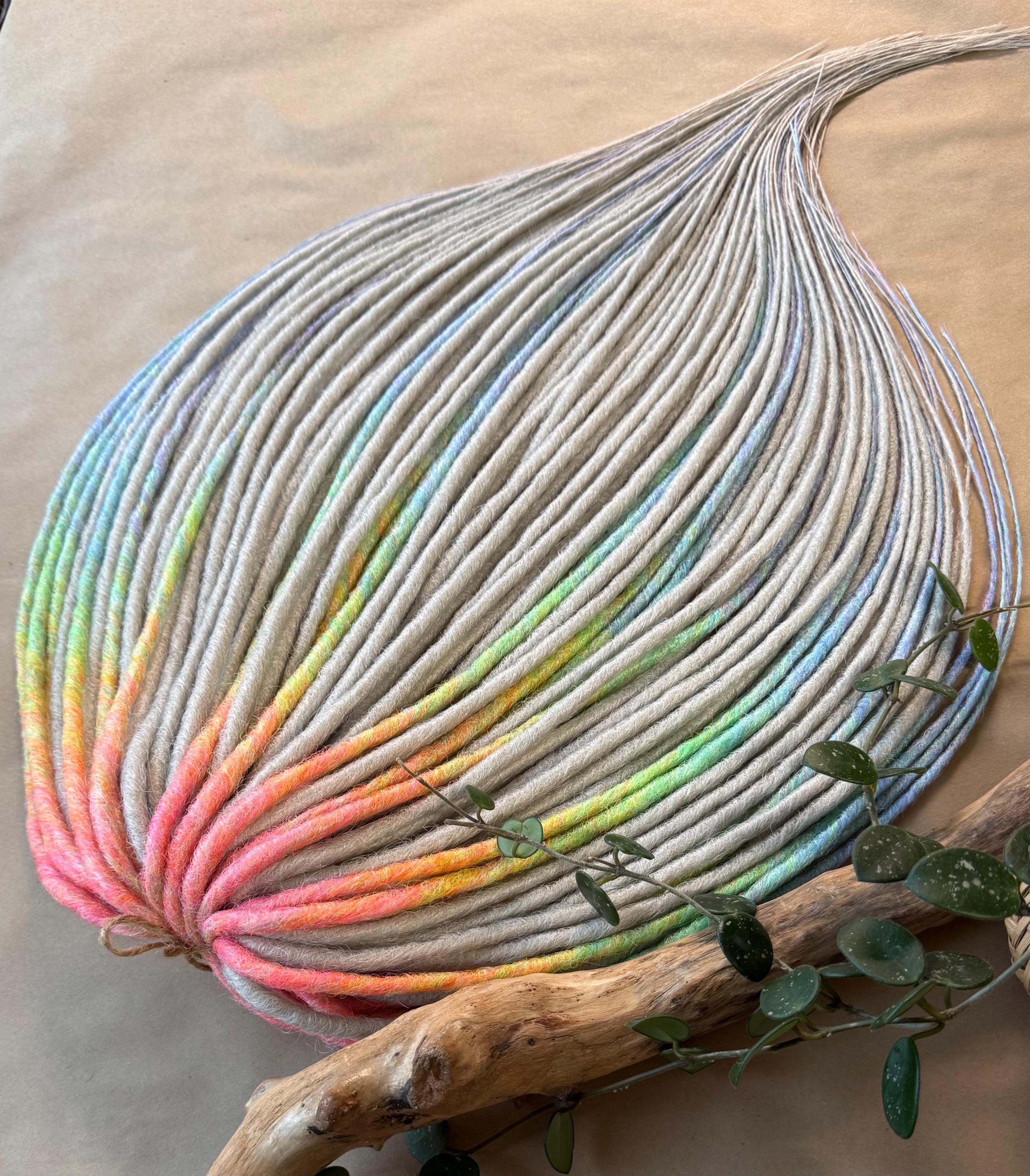 Soft Gray and Rainbow Dreads, Dreadlock Extensions, Synthetic Dreads ...
