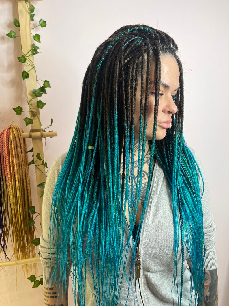 Microdreads Turquoise Micro Dreadlock Extensions Synthetic Soft Dreads ...
