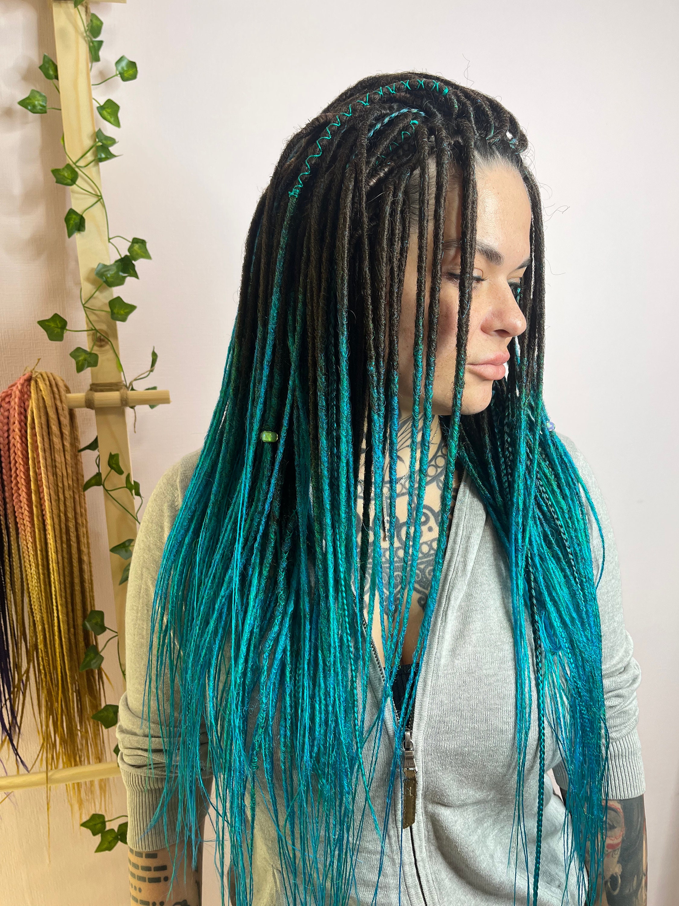 Microdreads Turquoise Micro Dreadlock Extensions Synthetic Soft Dreads ...