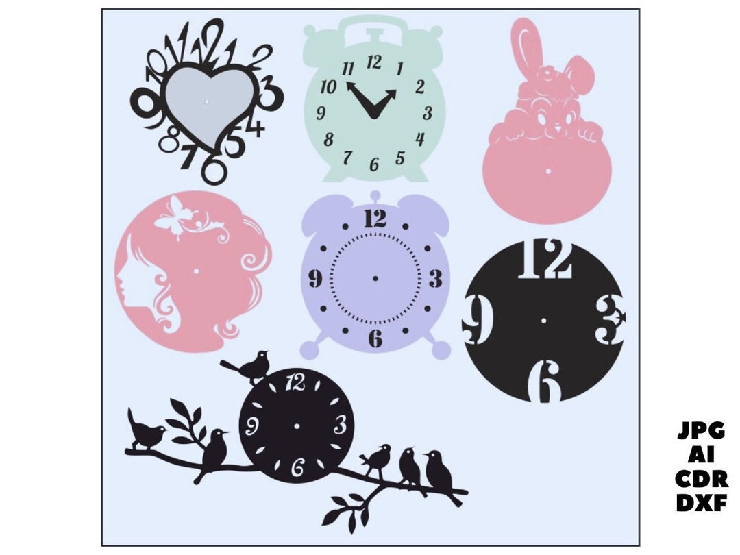 Decorative Analog Wall Clocks Laser Cut Dxf Ai Cdr Files - Etsy