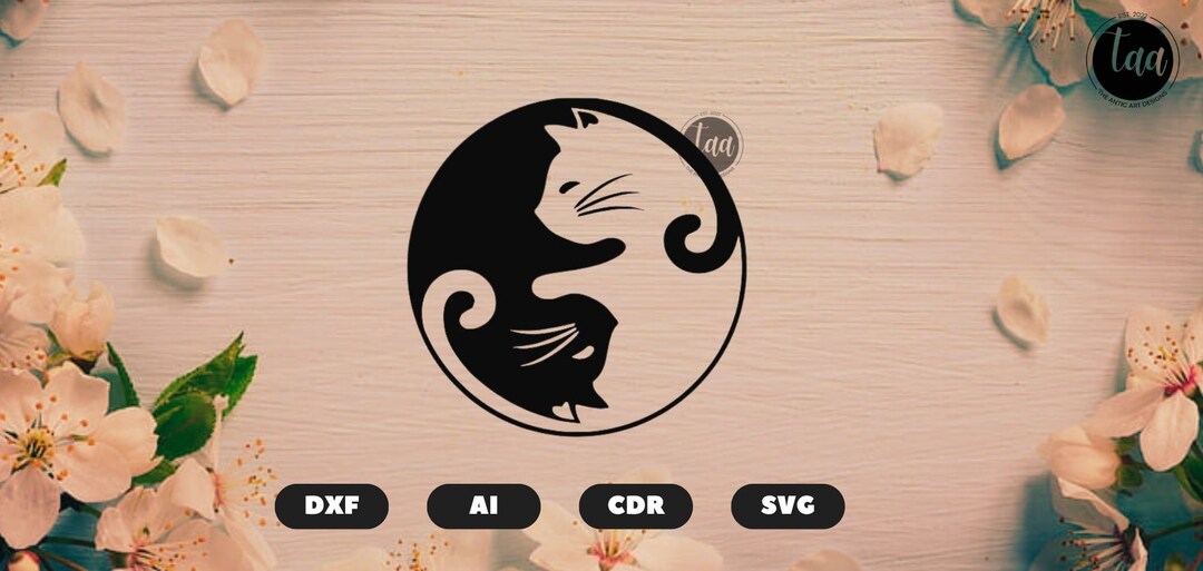 Yin Yang Cat DXF File, Create Your Own Yin Yang Cat Design: Laser-cut ...