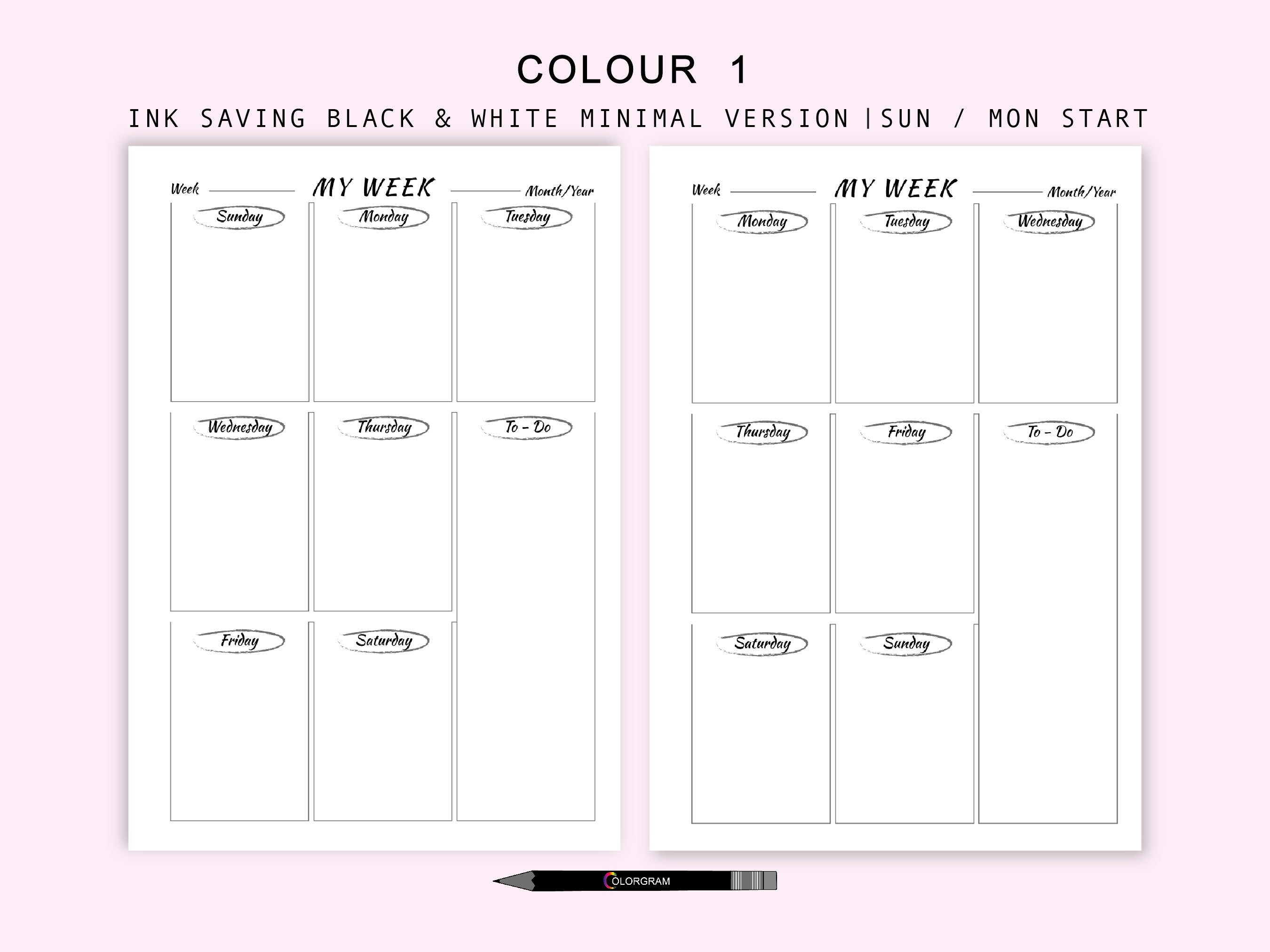 Weekly Planner Printable Digital Fillable Planner Undated - Etsy
