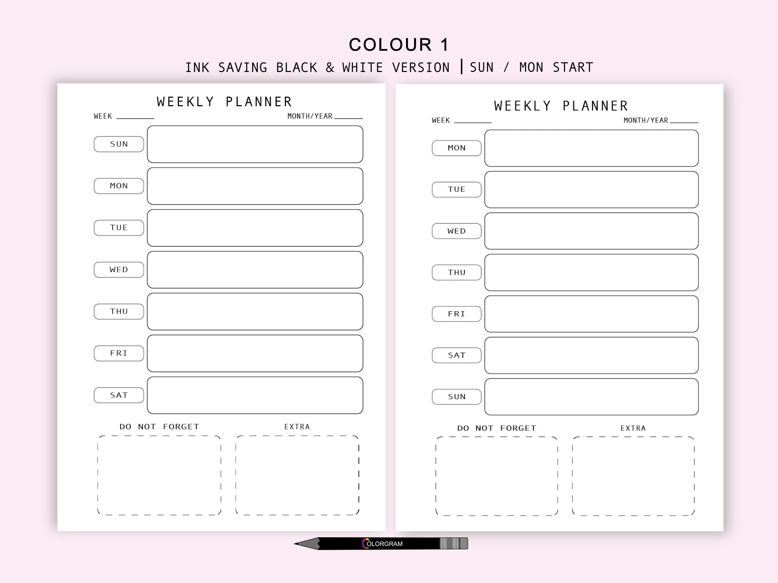 Weekly Planner Printable Digital Fillable Planner Undated - Etsy