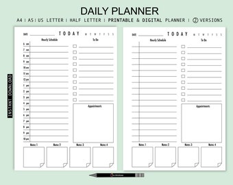 Daily Work at Home Planner Printable Office Productivity - Etsy