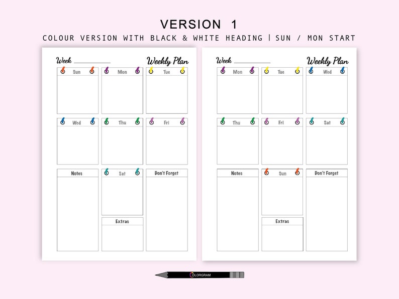 Weekly Planner Printable, Digital Fillable Planner, Undated Weekly ...