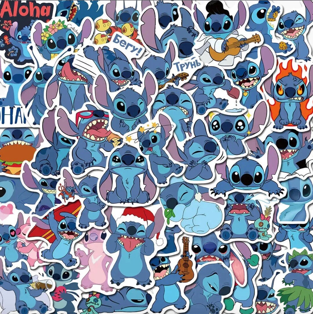 50pcs Cute Disney Cartoon Lilo and Stitch Stickers for Kids DIY Luggage ...