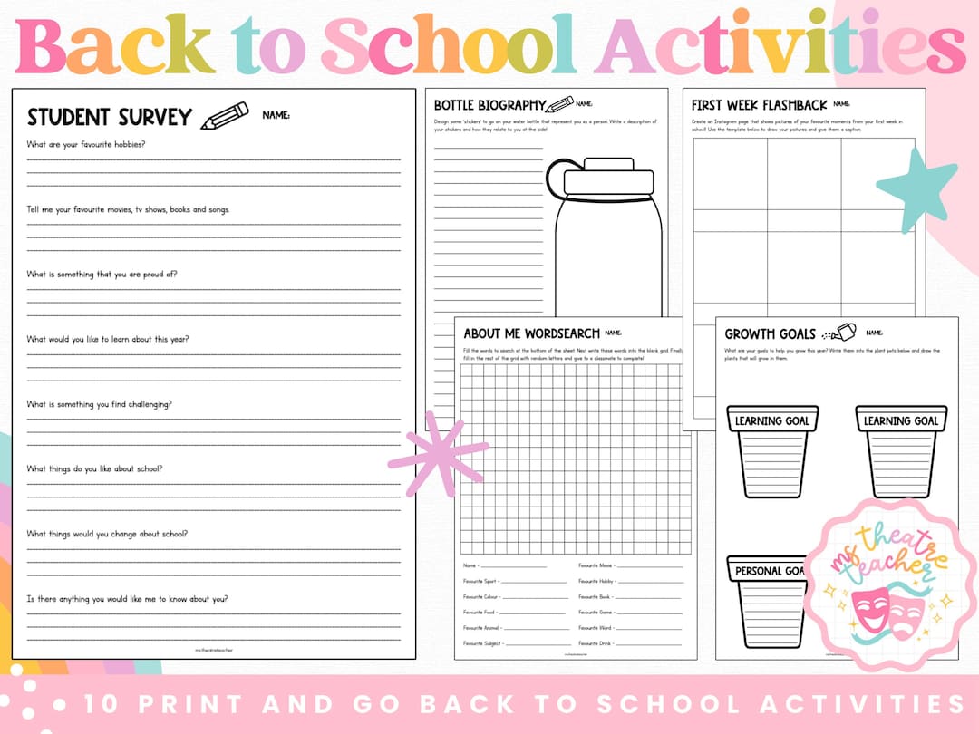 Back to School Printable Activities Worksheets - Etsy