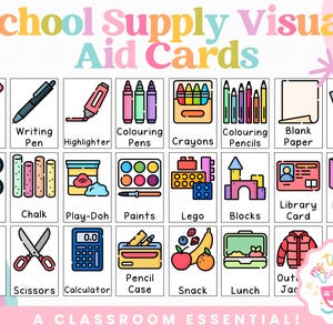 School Supply Visual Aid Cards Classroom Decor Management - Etsy