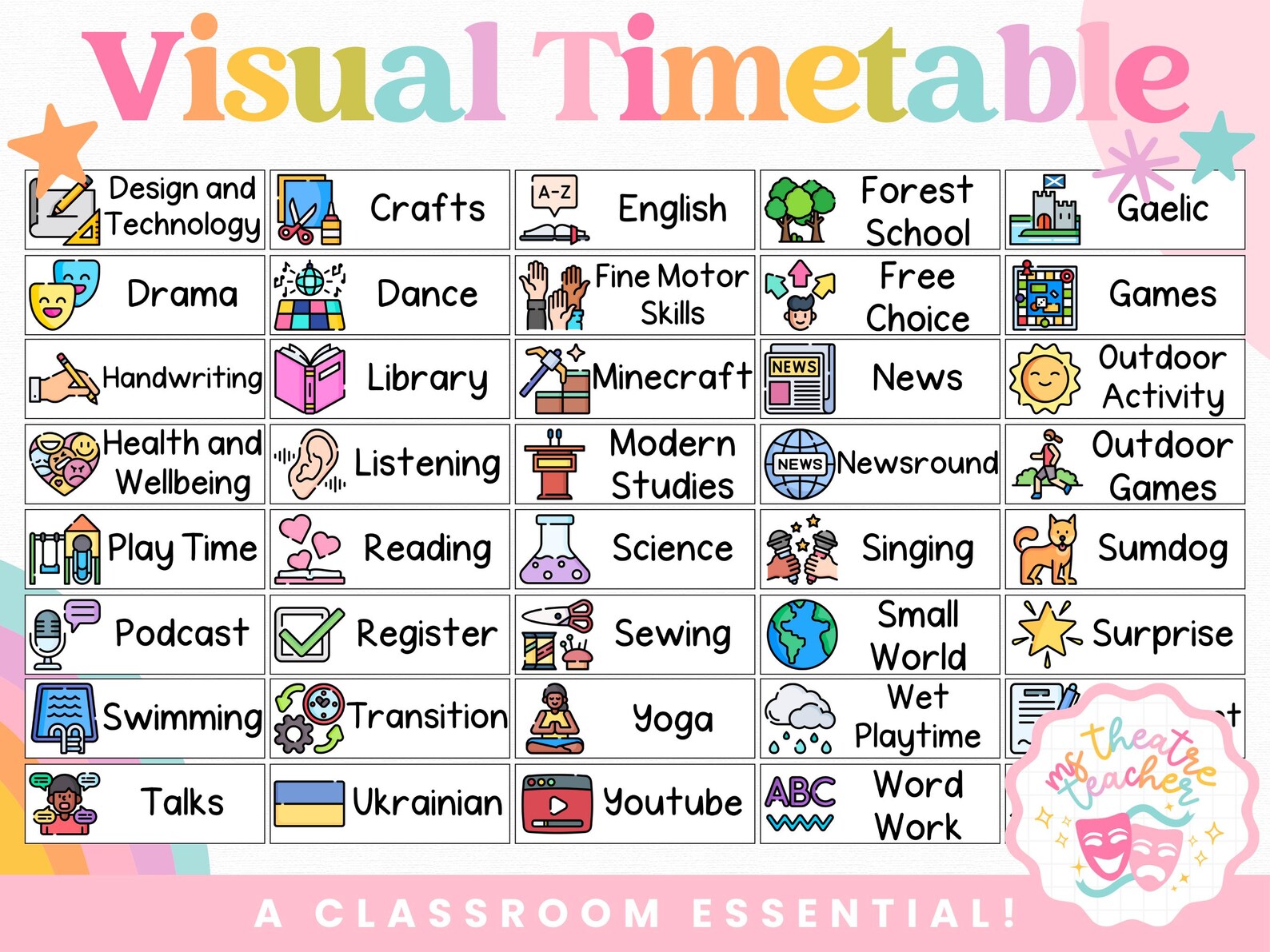 Visual Timetable Display Classroom Decor Management - Etsy