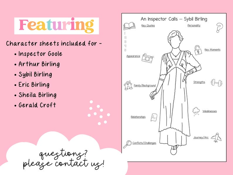 An Inspector Calls Character Exploration Worksheets English and Drama ...