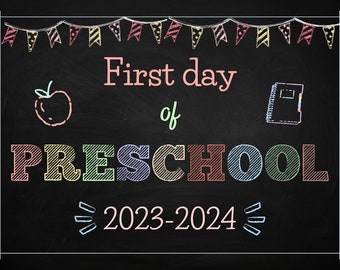 Printable First Day of Preschool Door Hanger, Preschool Door Hanger ...