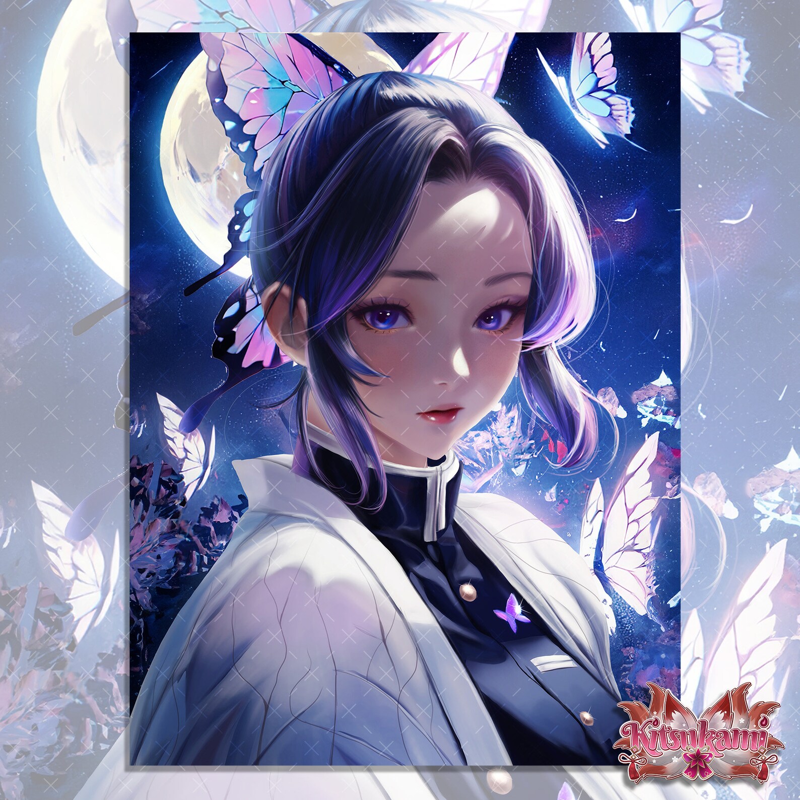 Shinobu Kocho Portrait Poster Slayer Hand Drawn Digital Artwork, Unique ...