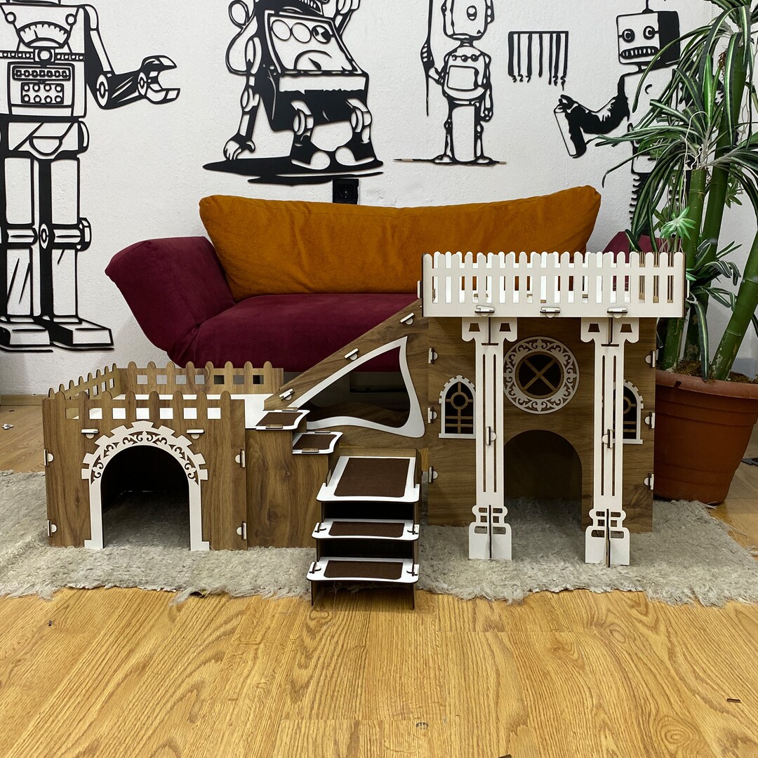 Cat Triplex Teras, Modern Cat House, Cat Furniture, Cat House, Cat Bad ...