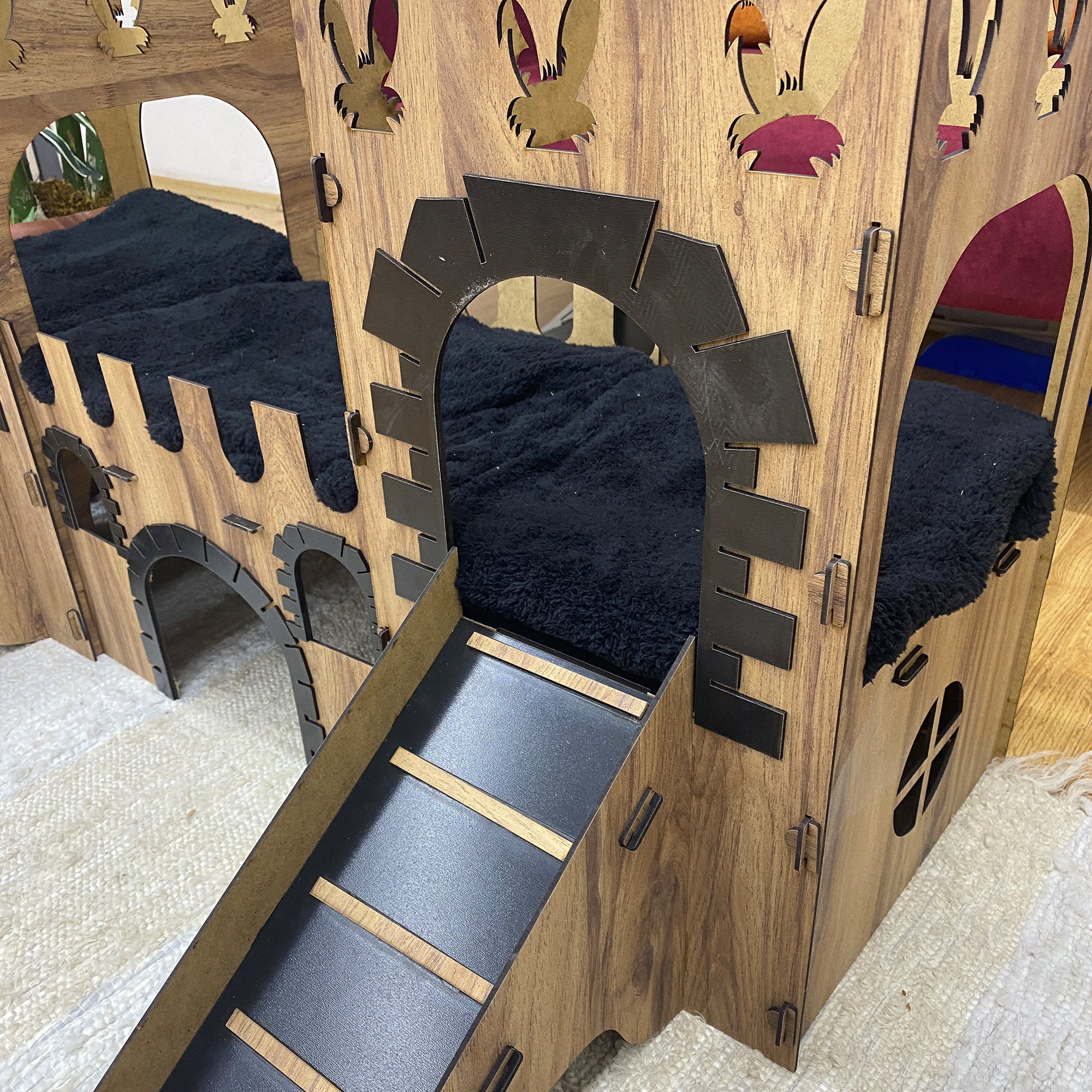 Duplex Wooden Rabbit Castle: Modern Bunny House With Ramp & Terrace ...
