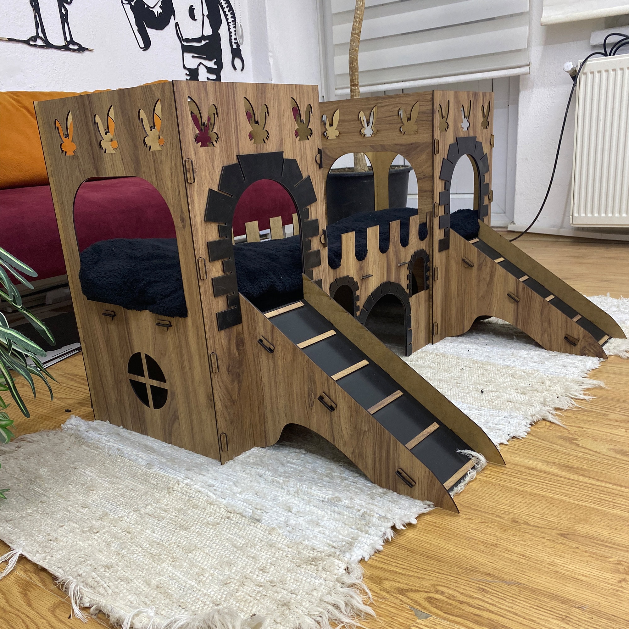 Modern Bunny Castle Wooden Rabbit Castle Large Rabbit House - Etsy