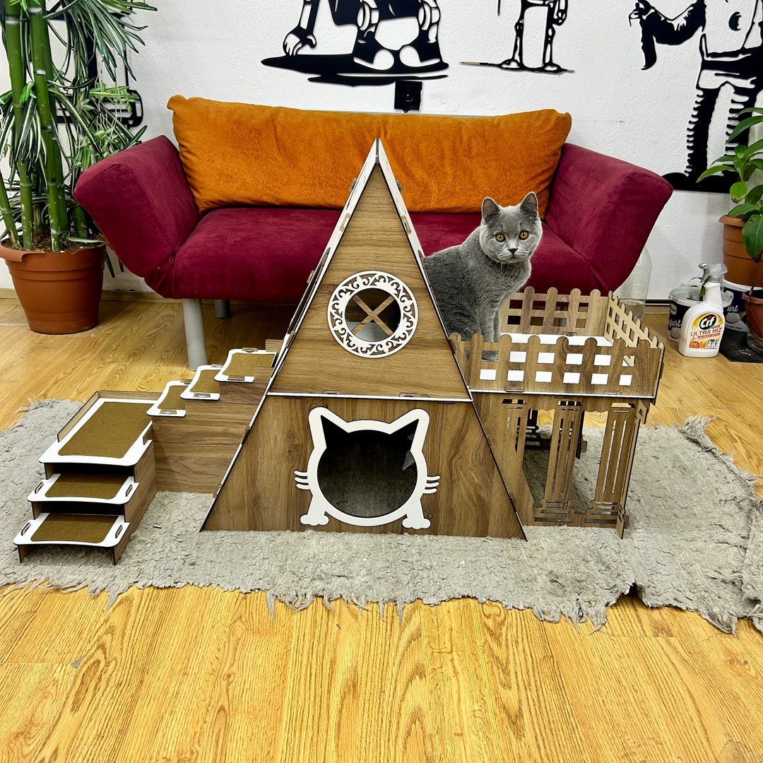 2-story Wooden Cat House Bungalow With Terrace - Etsy