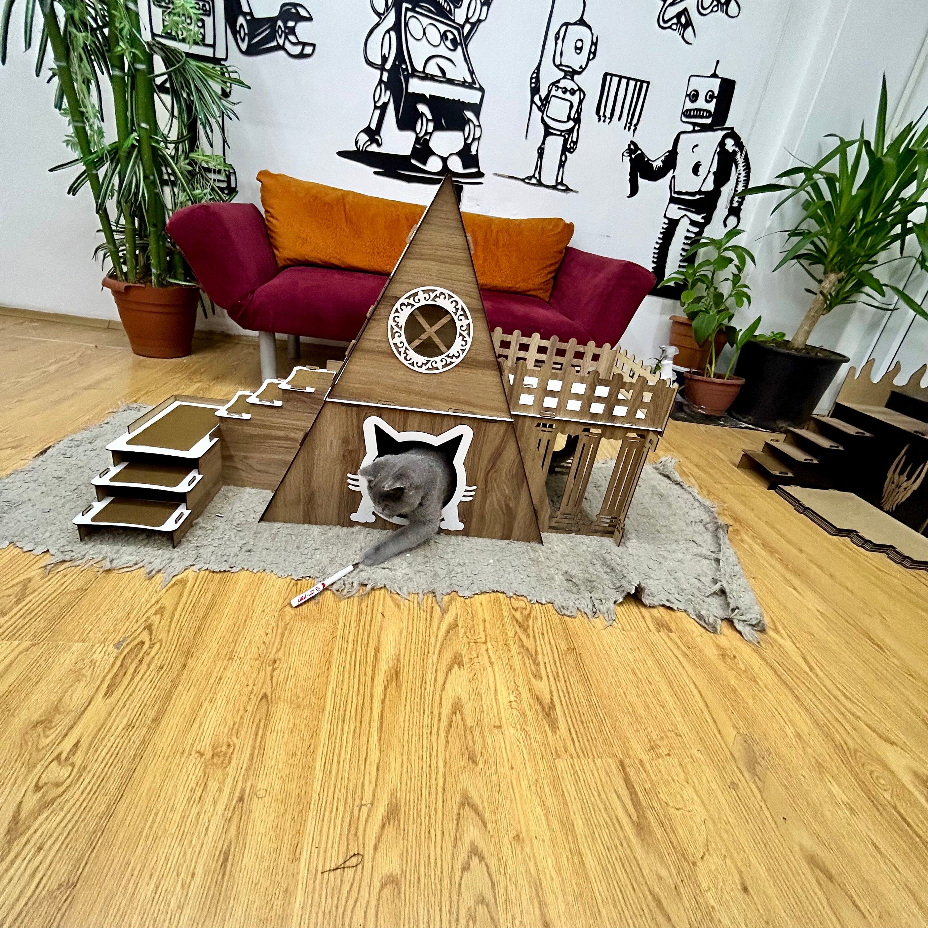 2-story Wooden Cat House Bungalow With Terrace - Etsy