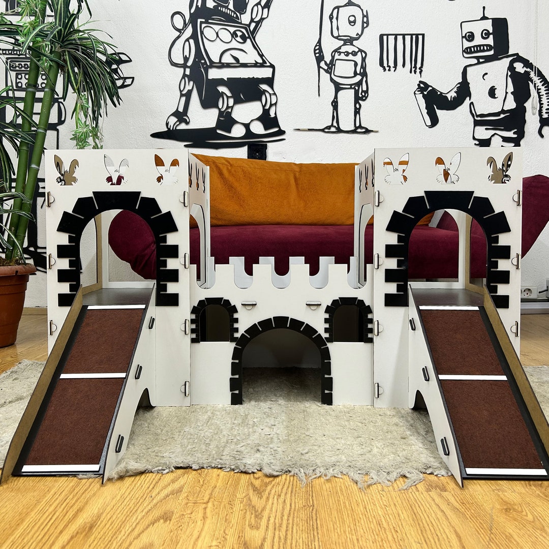 Modern Bunny Castle, Wooden Rabbit Castle, Large Rabbit House, Duplex ...