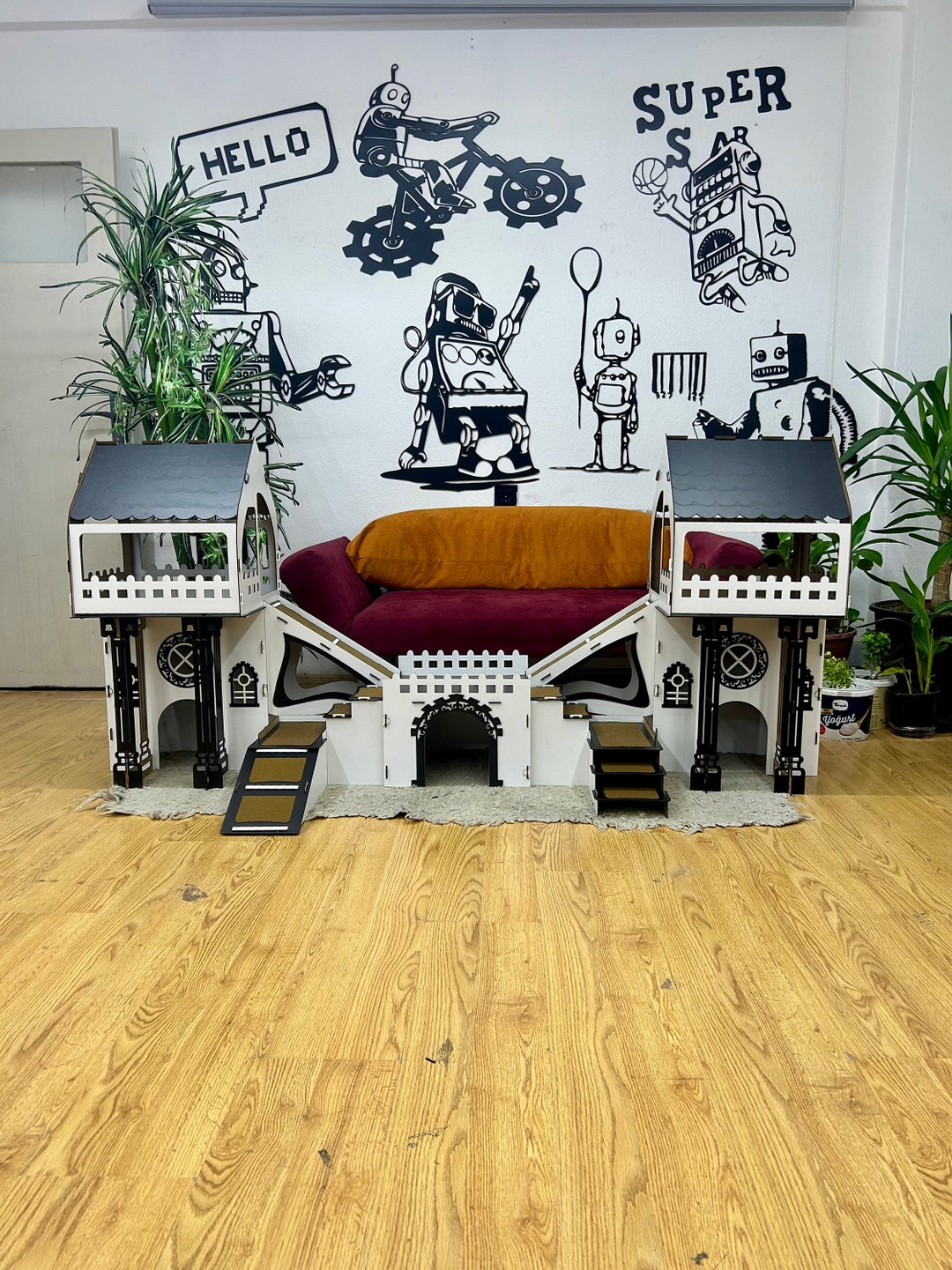 ROOFED CITY Rabbit House, Large Rabbits House, Rabbit House, Rabbit Bed ...