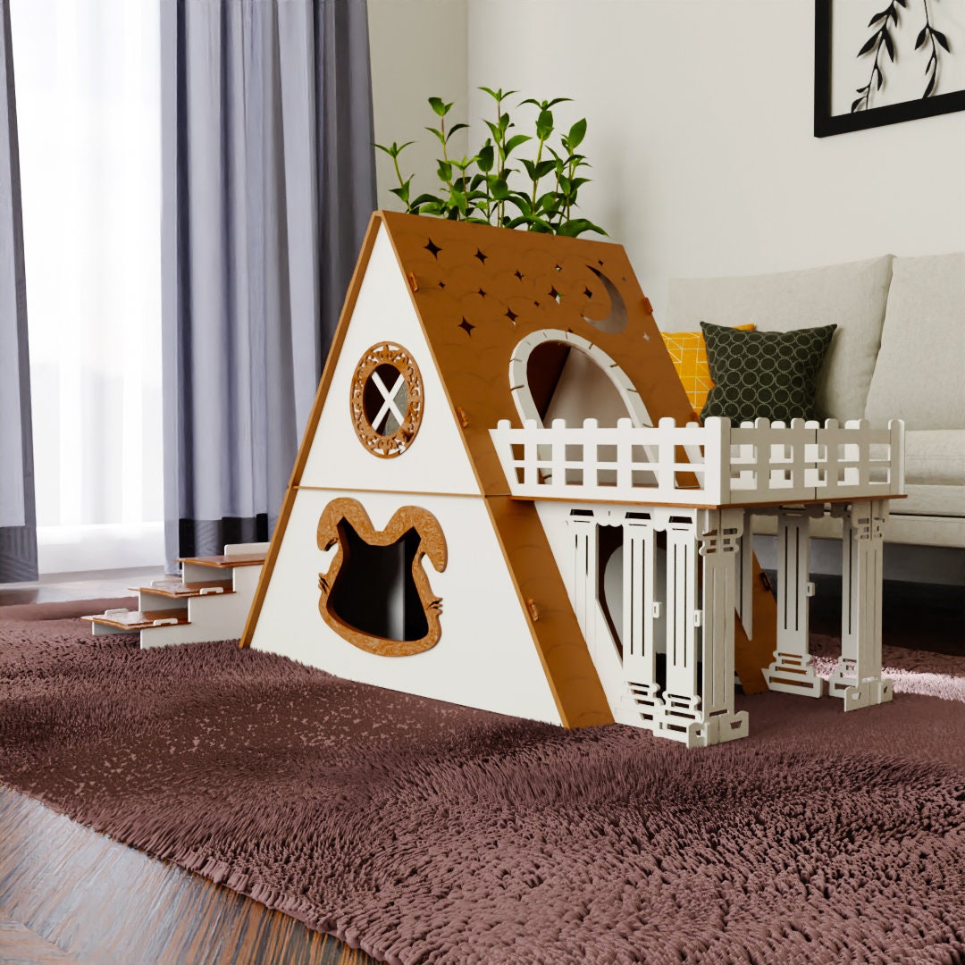 Bungalow Rabbit House Whit Teraspremium Rabbit Homes - Etsy