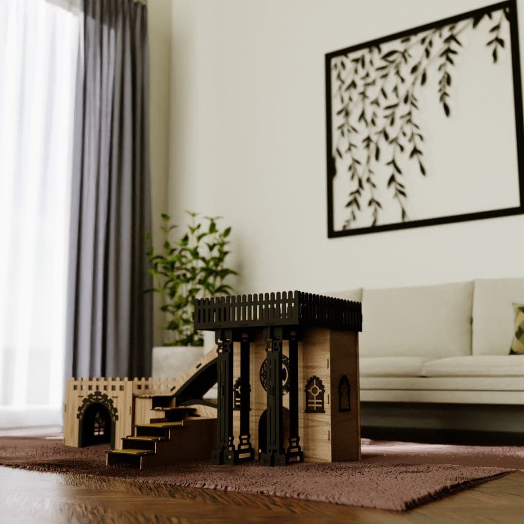 Triplex Rabbit House Large Rabbit Castle Oak Black Rabbit - Etsy