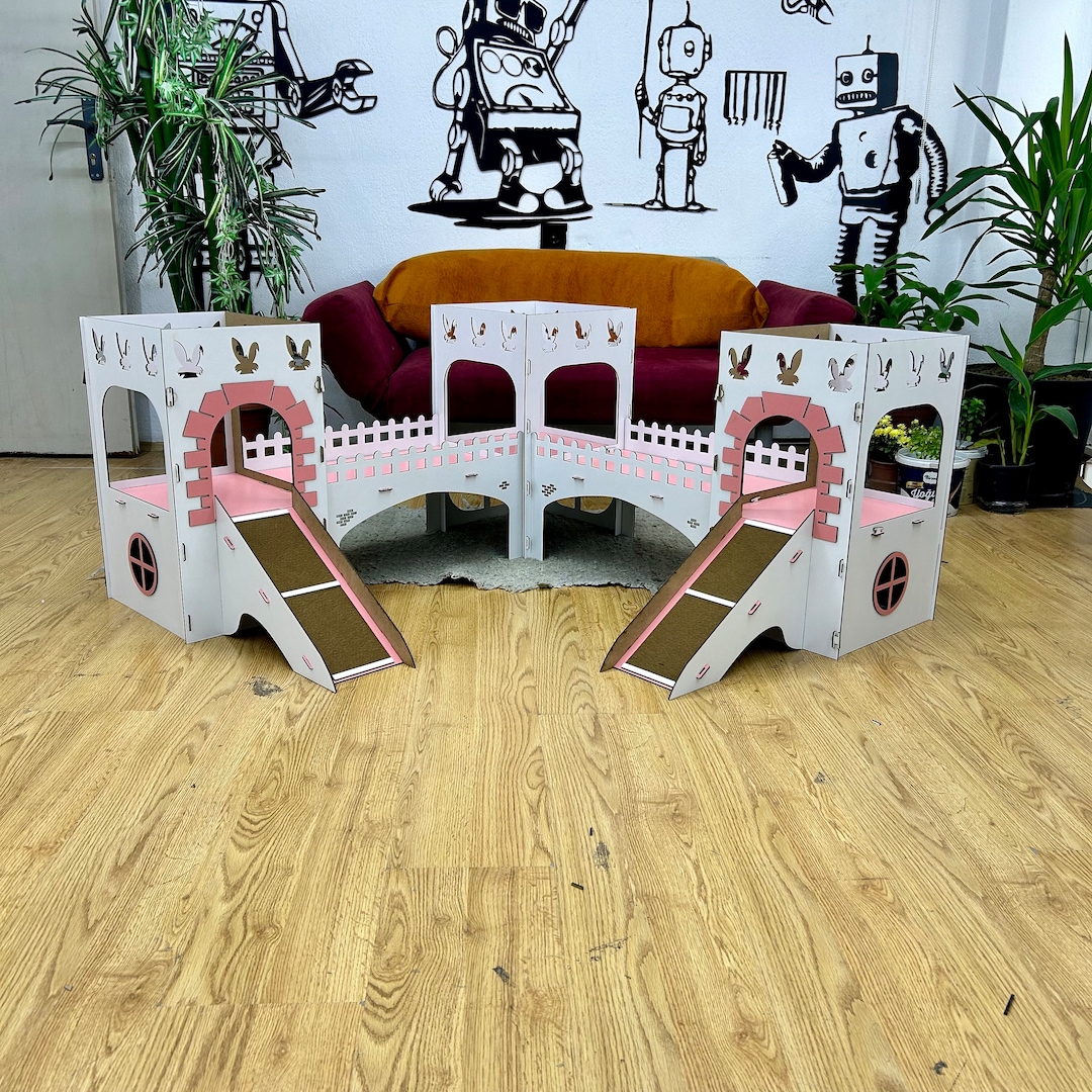 TOWERS Bunny House Wooden Castle Shelter Hideout Hideaway Hutch Small ...