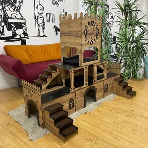 Giant Clock Tower Rabbit House: 3-floor Wooden Castle - Etsy