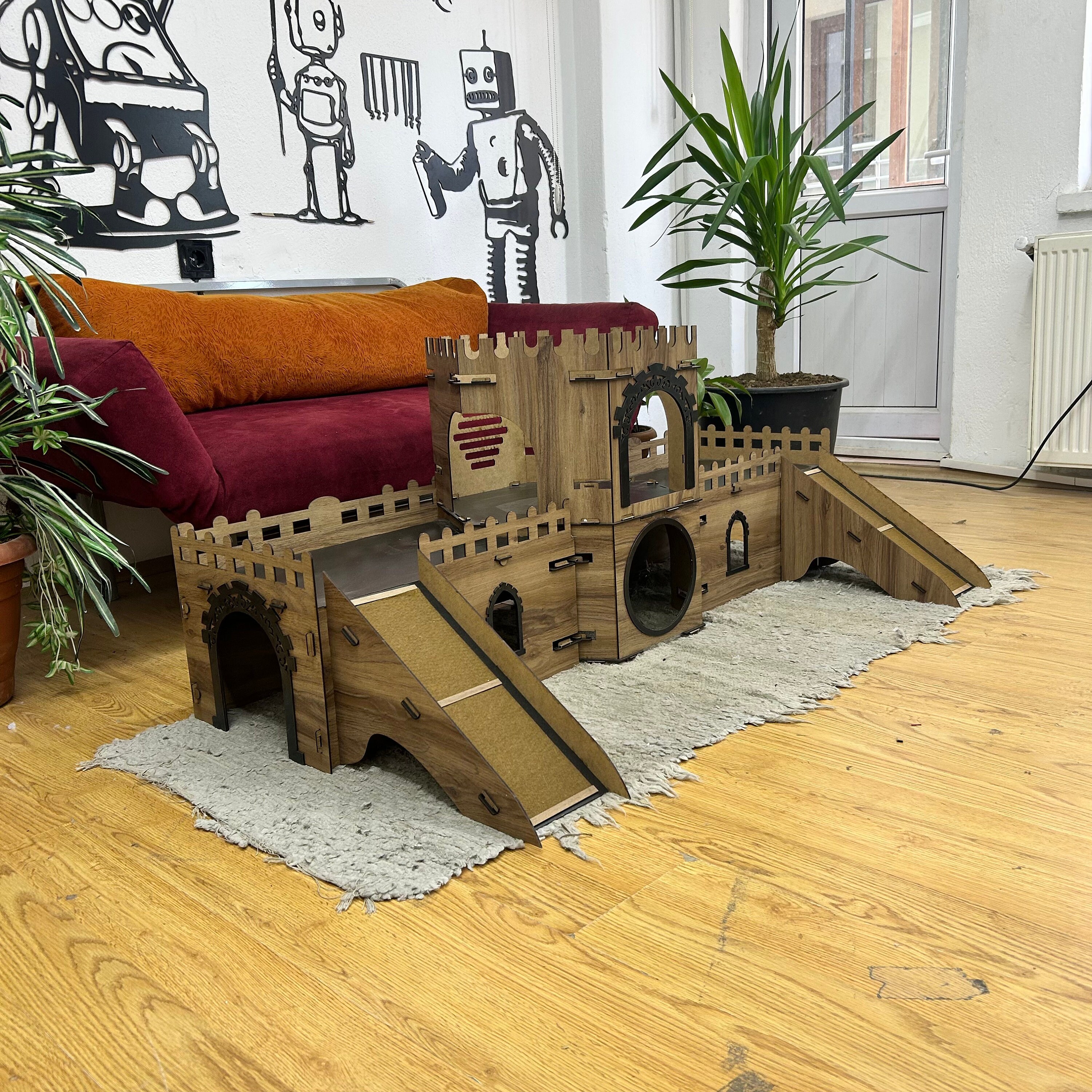 Guinea Pig Castle: Dismantlable MDF Hamster House With Ramps ...