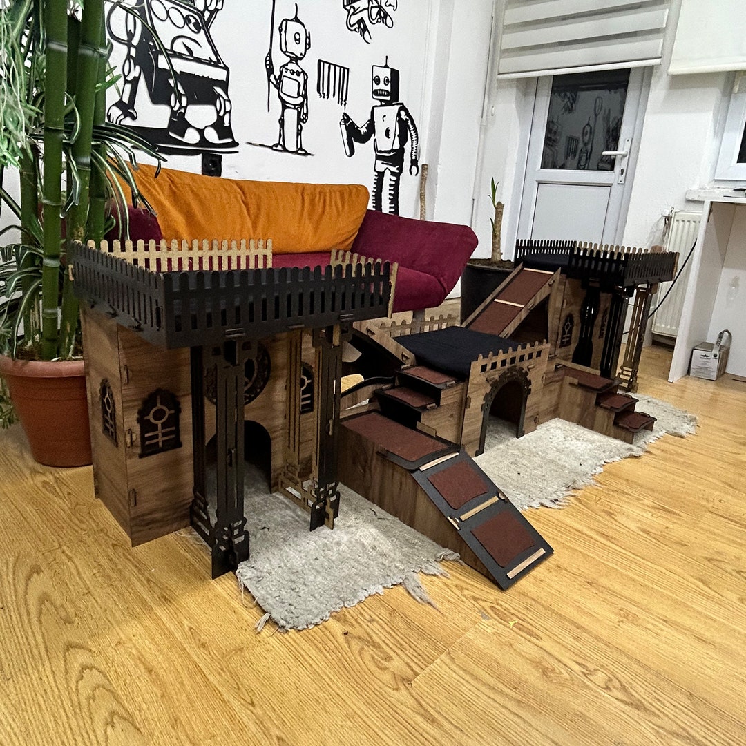 City Large Rabbit House: 3-floor Bunny Castle With Terraces - Etsy