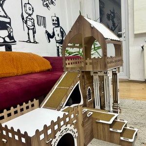 Roofed Triplex Rabbit House, Large Rabbit Castle, 3 Rabbit House, Bunny ...