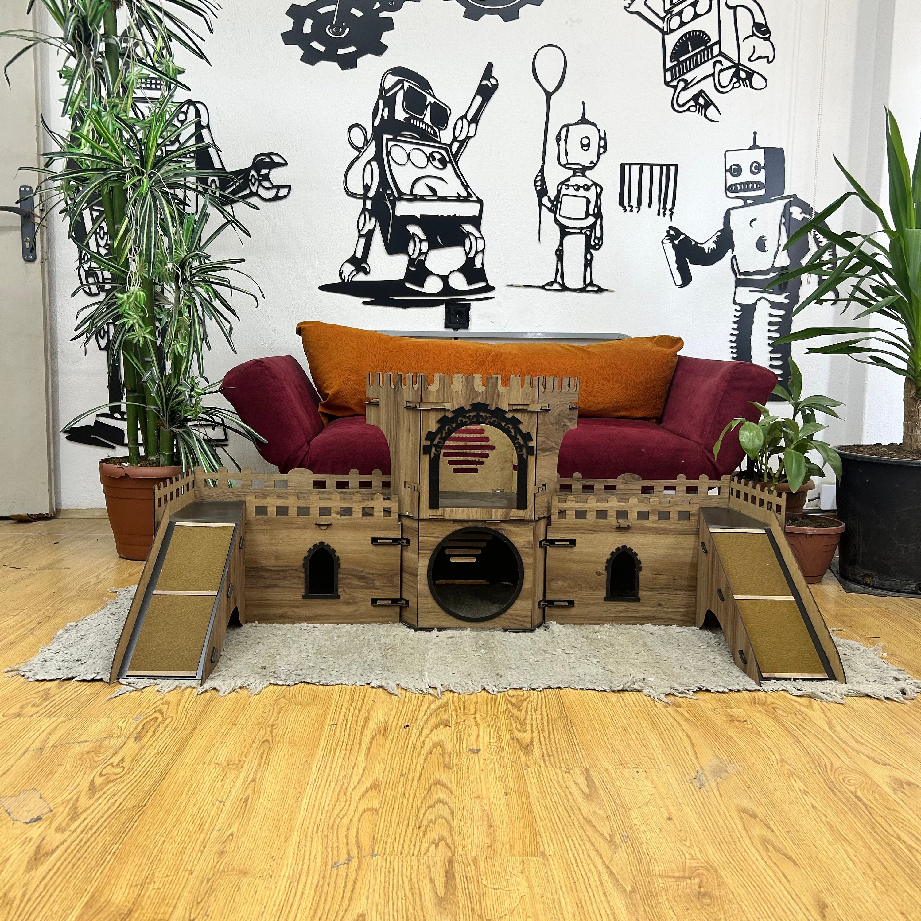 Guinea Pig Castle: Dismantlable MDF Hamster House With Ramps ...